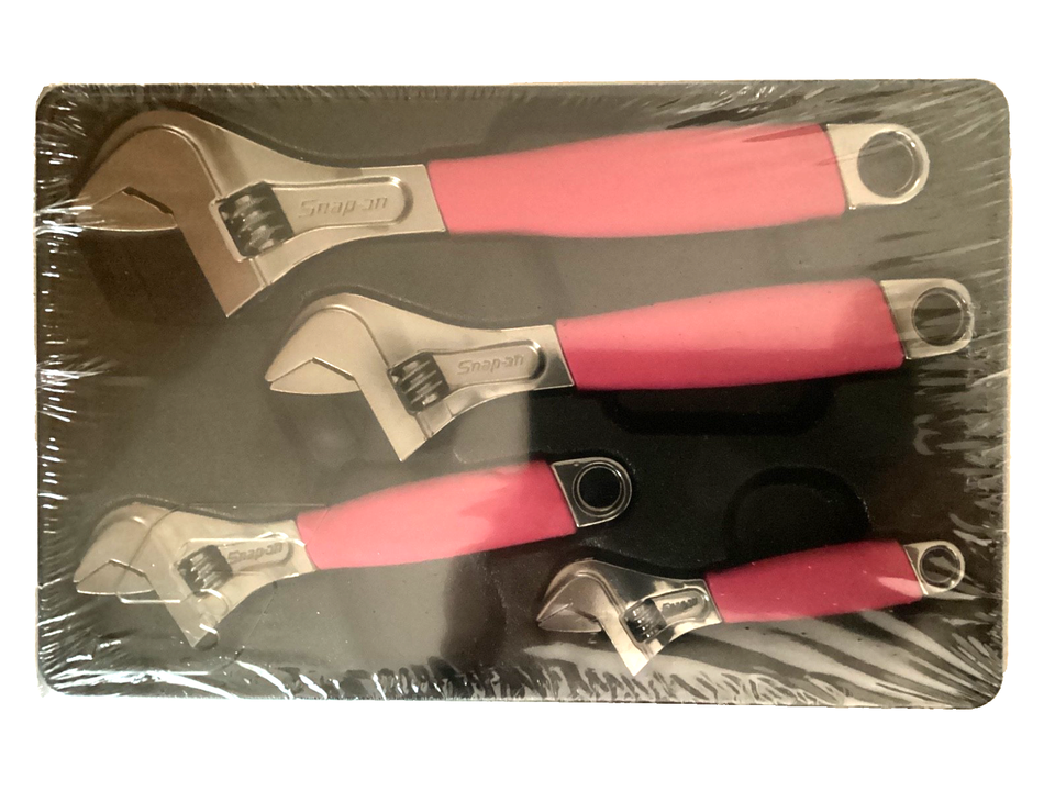 Snap On FADH704CEP 4 Piece Flank Drive Plus PINK Adjustable Wrench Set ...