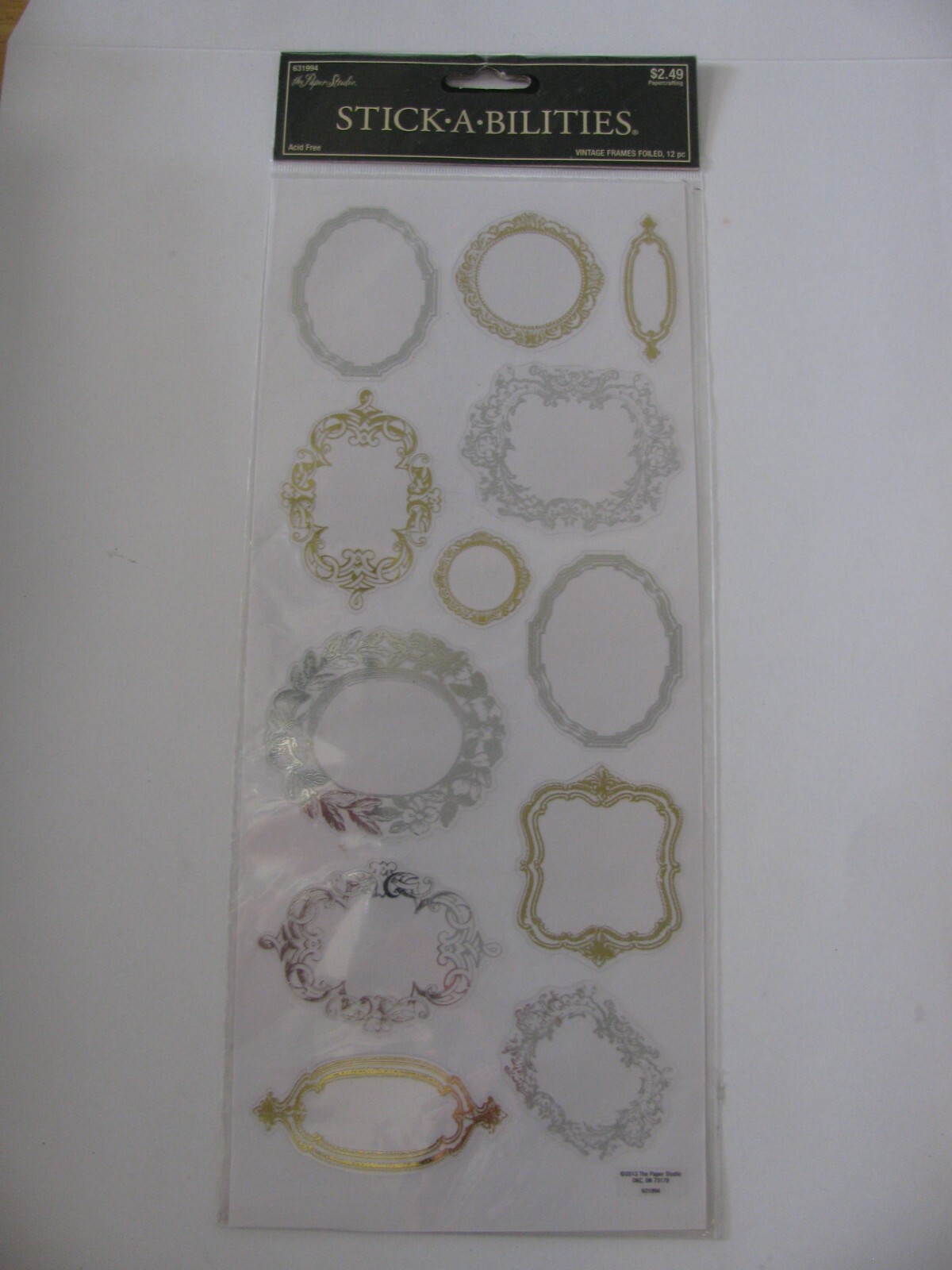 Stickabilities The Paper Studio Stickers VINTAGE FRAMES FOILED 12" x 4. ...