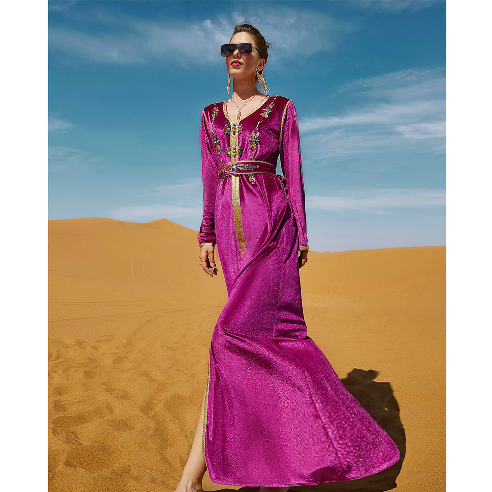 Muslim Women Long Sleeve Maxi Dress Abaya Kaftan Robe Islamic Dubai ...