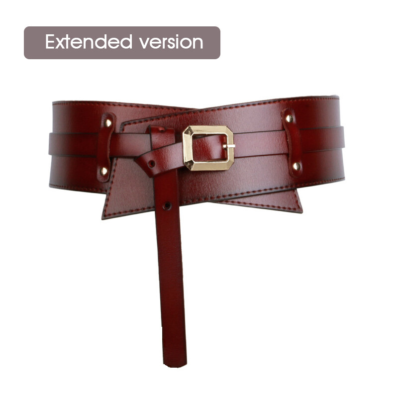 Women Fashion Genuine Leather Wide Corset Belt Pin Buckle Cowhide ...