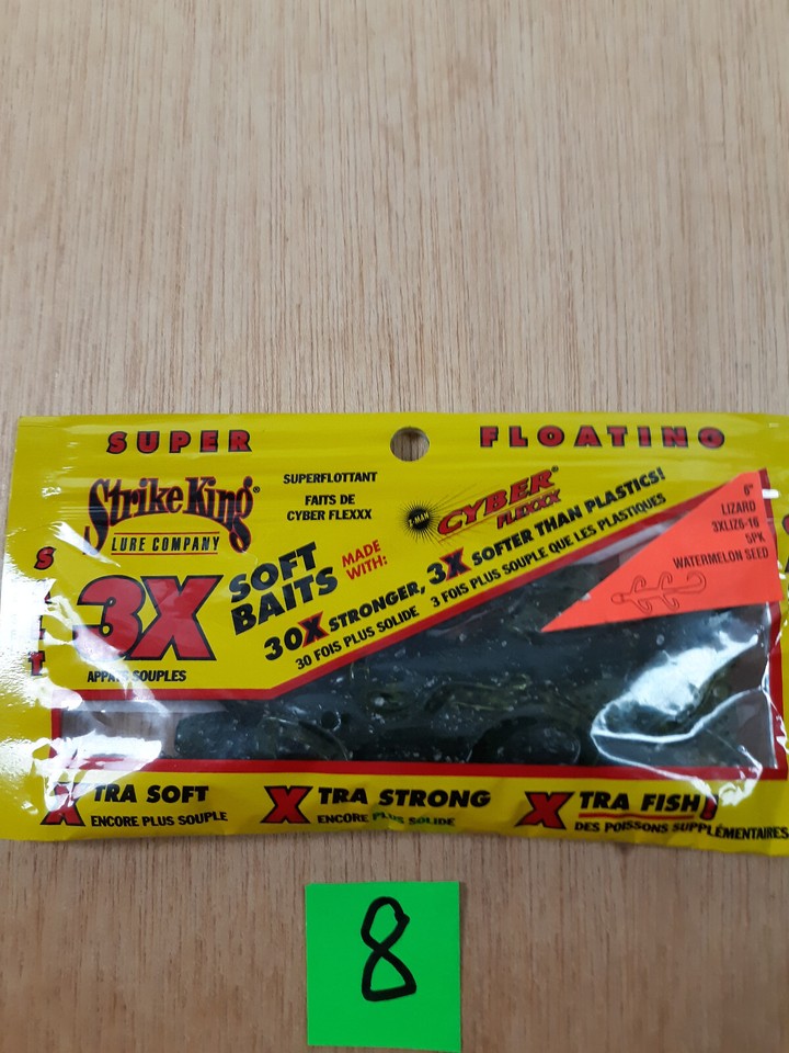 Strike King 3X Super Floating 6" Lizard 5 Count PaK. 8 Colors Garlic ...
