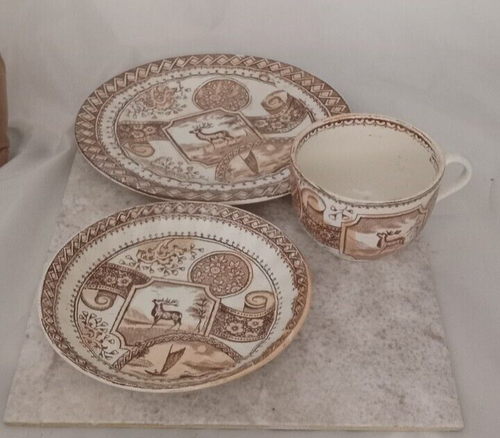 Antique Staffordshire Charles Allerton & Son Stag Pattern Transferware ...