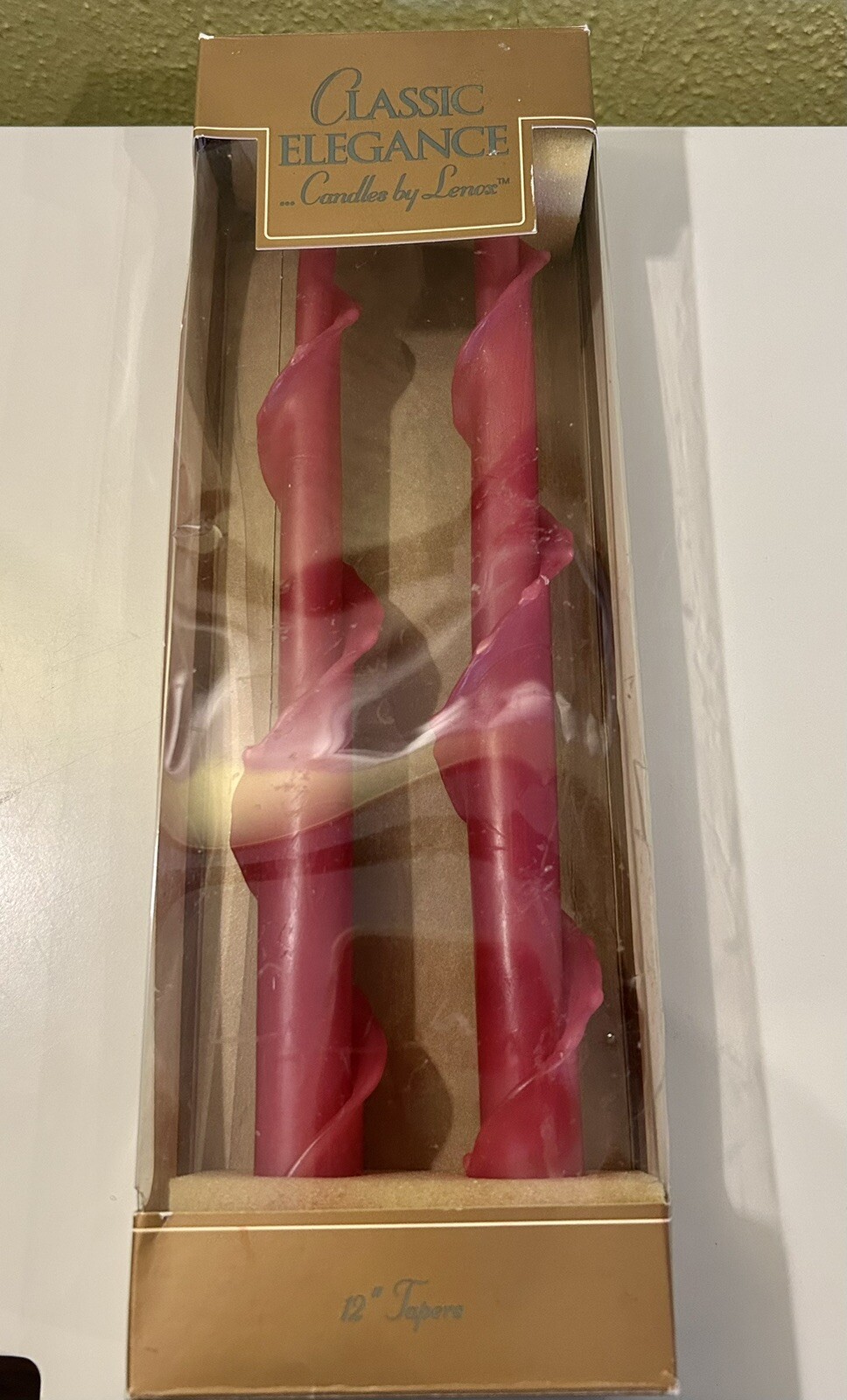 CLASSIC ELEGANCE CANDLES BY LENOX 12" TAPERS BEESWAX Chantilly Raspberry | eBay