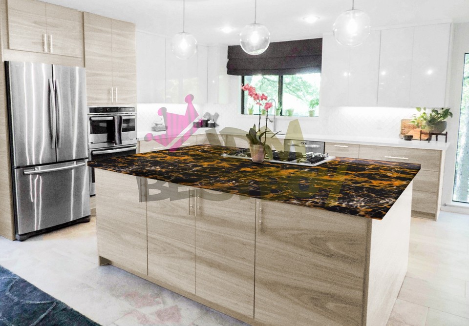 Gloss / Matte Marble Granite Effect Vinyl Wrap Self Adhesive Counter ...