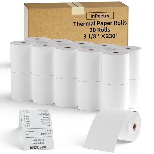20 rolls 3 1/8 x 230ft Thermal Receipt Paper Cash Register Paper | eBay ...