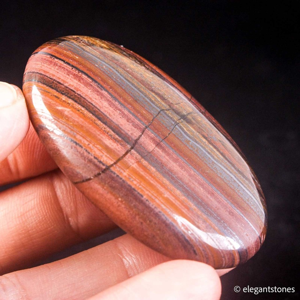 47g56mm Brown Tiger Iron Palm Stone Worry Pocket Natural Crystal Quartz ...