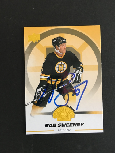 BOB SWEENEY #69 AUTOGRAPHED 2023/24 U.D. BRUINS YELLOW CENTENNIAL CARD ...