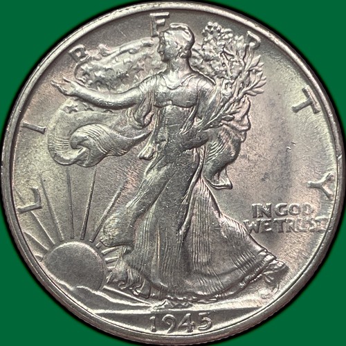 1945-S Walking Liberty Half Dollar Uncirculated UNC Coin, Weakly Struck ...