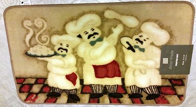 PRINTED NYLON RUG (nonskid back) (18" x 30") 3 FAT CHEFS IN KITCHEN ...
