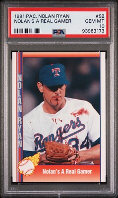 1991 Pacific NOLAN RYAN "Bloody Lip" Baseball Card #92 Graded PSA 10 ...