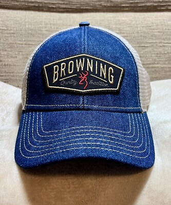Browning Slack Denim Men's Mesh/Snap Back Adjustable Hat Cap One Size ...