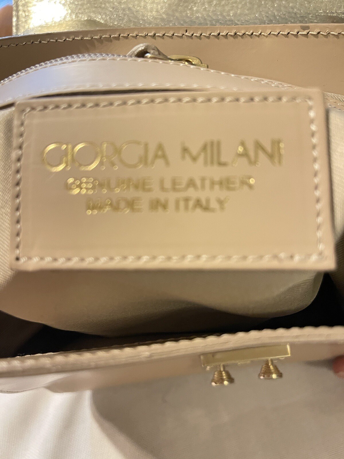 GIORGIA MILANI small tan taupe faux snake leather shoulder / hand bag ...