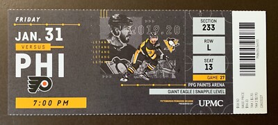 Pittsburgh Penguins 1/31/2020 NHL ticket stub vs Philadelphia Flyers | eBay