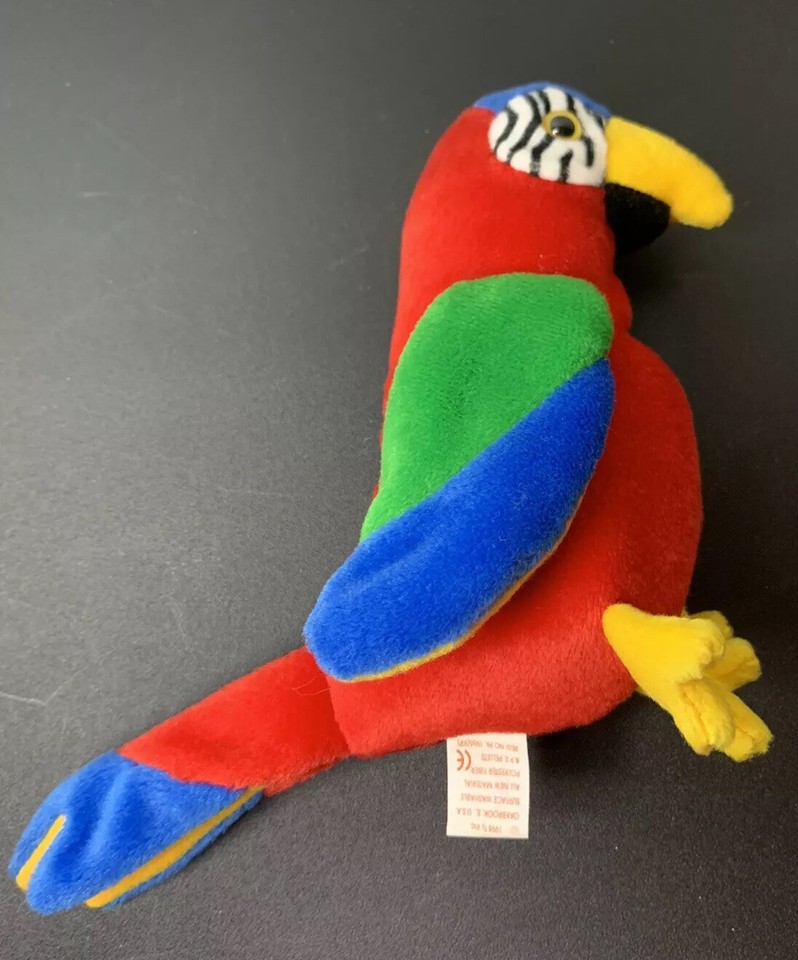 Ty Beanie Babies Baby Jabber The Parrot 1998 Bird Colorful Cute No Hang ...