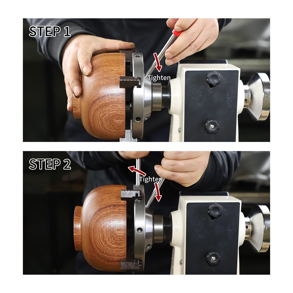 6 Inch Wood Lathe Chuck Set 1" x 8 tpi, Self Centering 4 Jaw Wood ...