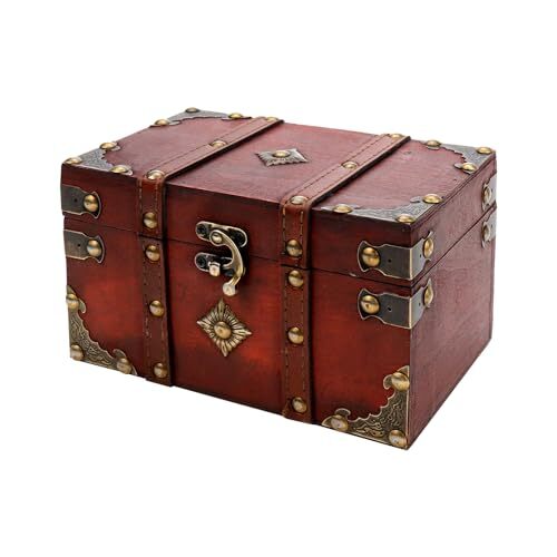 1 Pcs Antique Wooden Storage Box with Leather Clasp Vintage Small ...