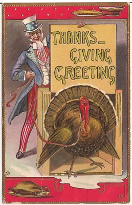 Uncle Sam and Turkey Thansgiving Greetings Postcard 1911 | eBay