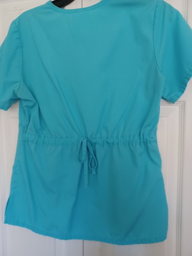 LADIES AQUA BLUE SCRUB TOP SIZE XS. TIE BACK. BY SCRUBS EUC | eBay