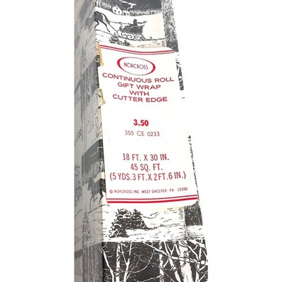 Vintage Norcross Christmas Continuous Roll Gift Wrap With Cutter Edge ...