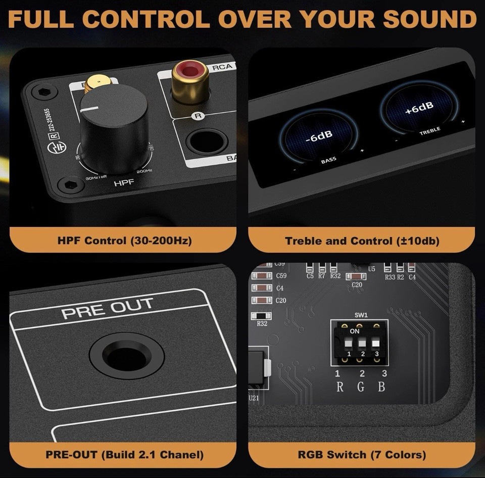 Ampapa D1 TPA3255 Amplifier Bluetooth Stereo Amp w/Digital VU Meter HPF | eBay