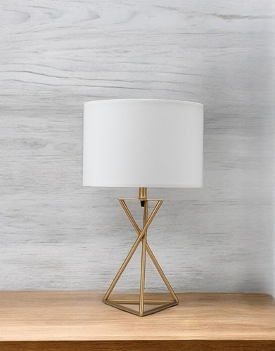 Contemporary Gold Geo Table Lamp with White Shade 606114541646| eBay