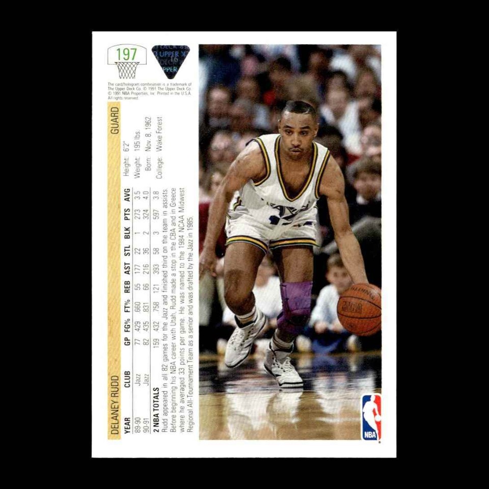 Delaney Rudd 1991-92 Upper Deck Utah Jazz #197 R328U 24 | eBay