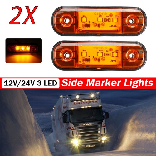 2pcs For Truck Van Kelsa Bar Flush Yellow Led Side Marker Lamps Lights ...