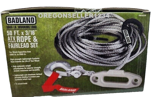 ATV UTV Synthetic Winch Rope & Fairlead Kit w/ Clevis Hook BADLAND | eBay