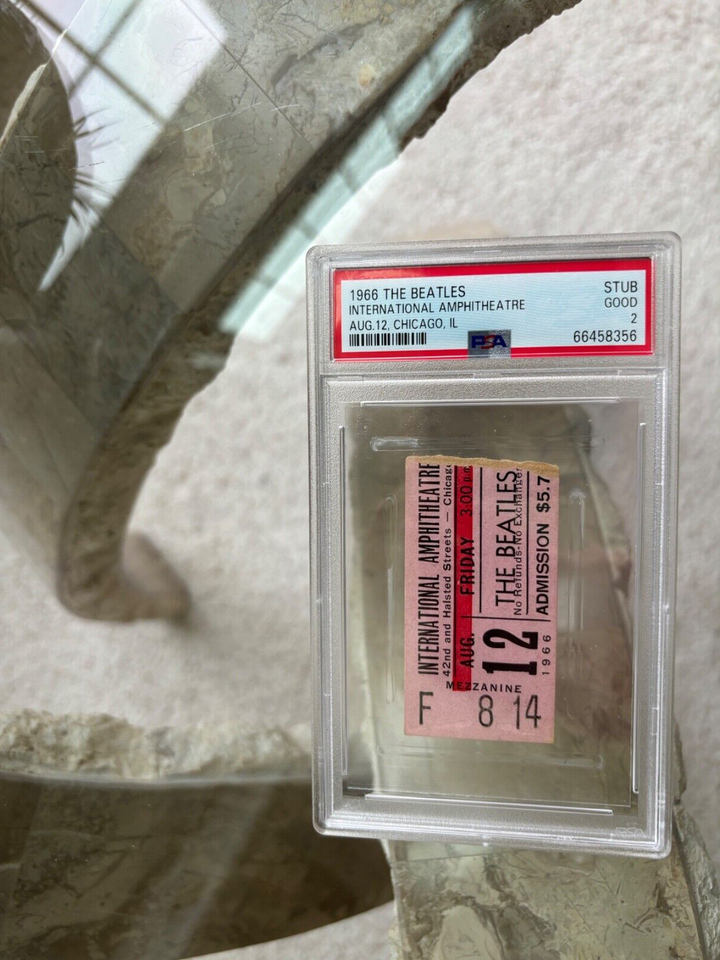 🔥🔥RARE VINTAGE 1966 BEATLES CHICAGO CONCERT TICKET STUB PSA 2 Holy ...