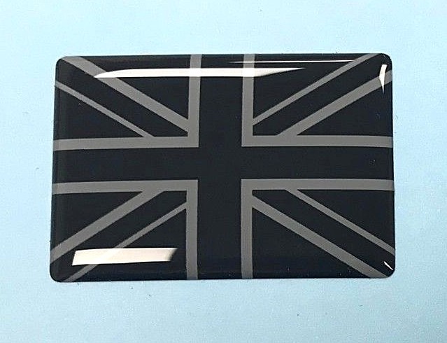 UNION JACK FLAG Sticker/Decal 40mm - BLACK & GREY - HIGH GLOSS DOMED ...