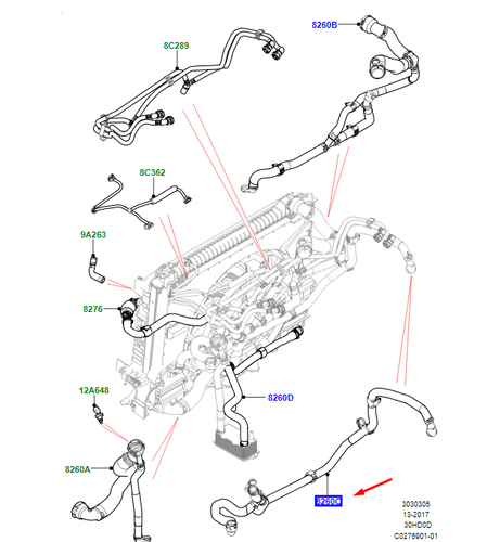 LR RANGE ROVER VELAR L560 Water Charge Air Cooler Hose LR110260 NEW ...