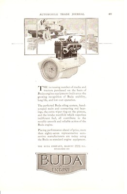 1920 ad Vintage Car part Buda the Engine for Trucks and Tractors Harvey ...