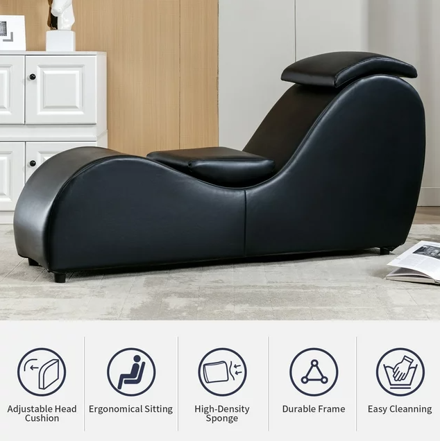 Sex Chair Yoga Chaise Lounge Black Faux Leather Armless Curved Adult ...