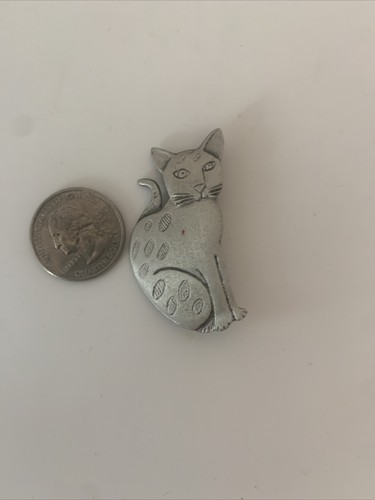 Vintage Signed MALI Matte Silver Tone Cat Brooch Pin | eBay