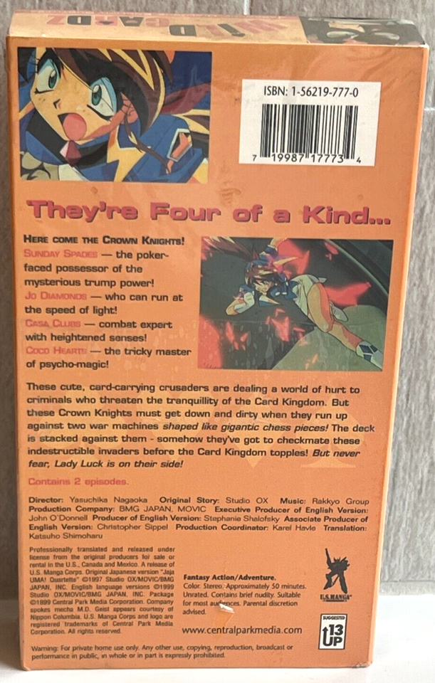 Wild Cardz Manga Corps Anime New Vhs 1999 English Sub Director of Cutey ...