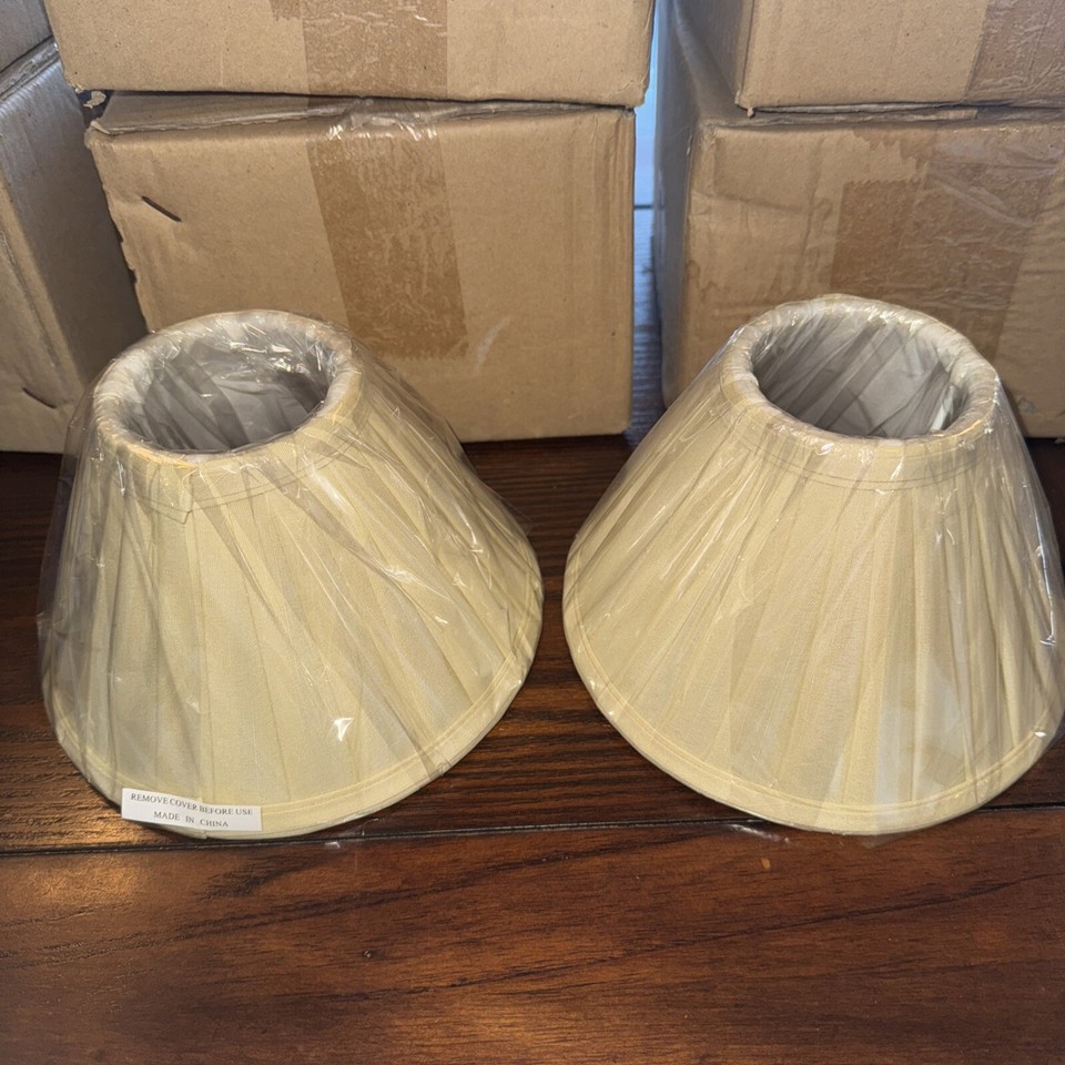Set of 7 Lamp Shades Tan Faux Silk Small 3x7x5 Candelabra | eBay
