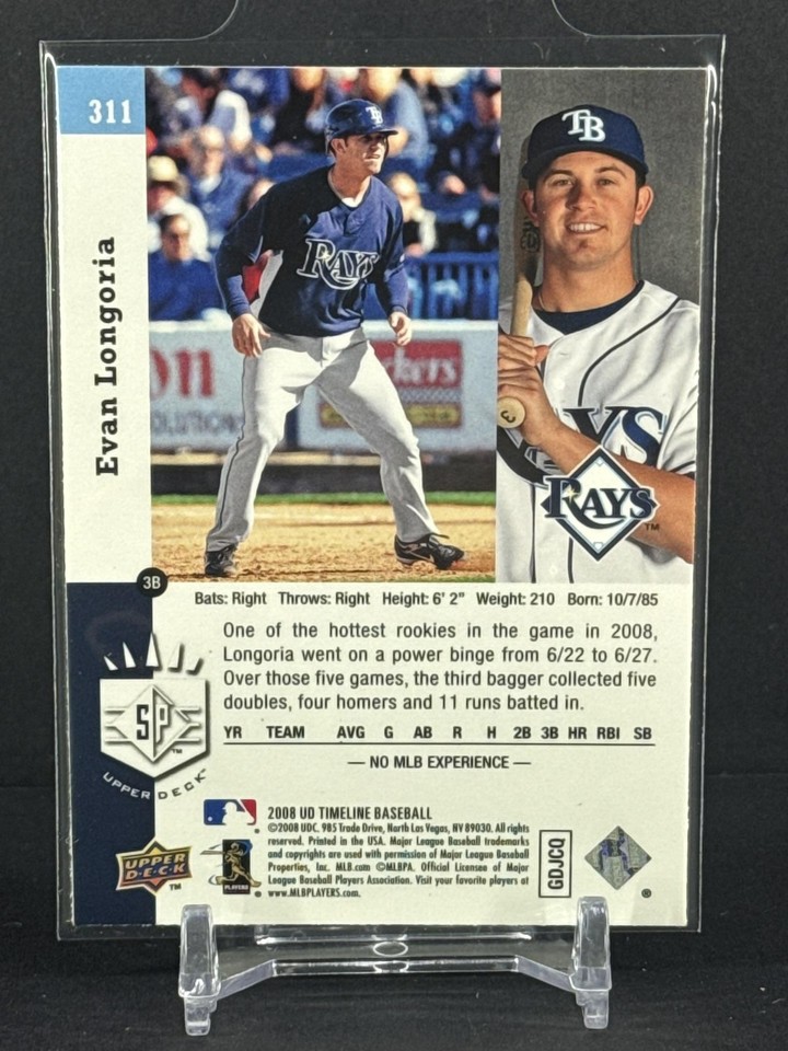 Evan Longoria Rookie 2008 Upper Deck Timeline #311 RC Tampa Bay Rays | eBay