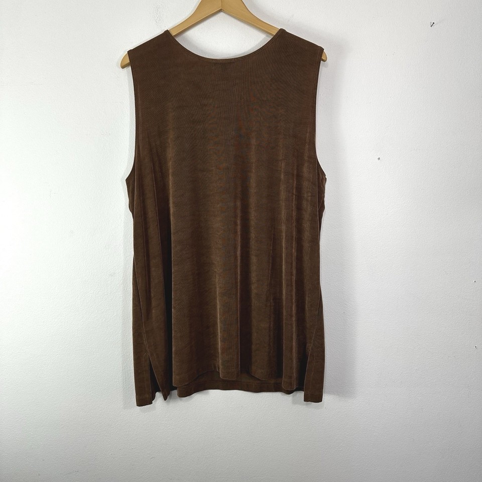 Vikki Vi Classic Slinky Tank Sleeveless Brown Shell Top Womens 2X ...