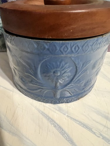 1 # Blue & White Stoneware DRAGONFLY & THISTLE Butter Logan Pottery ...
