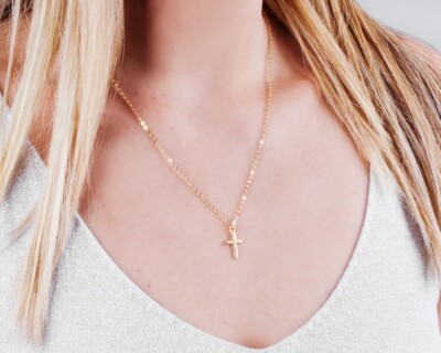 Cross Necklace for Women, Simple Cross Necklace, Gold Cross, Sterling ...