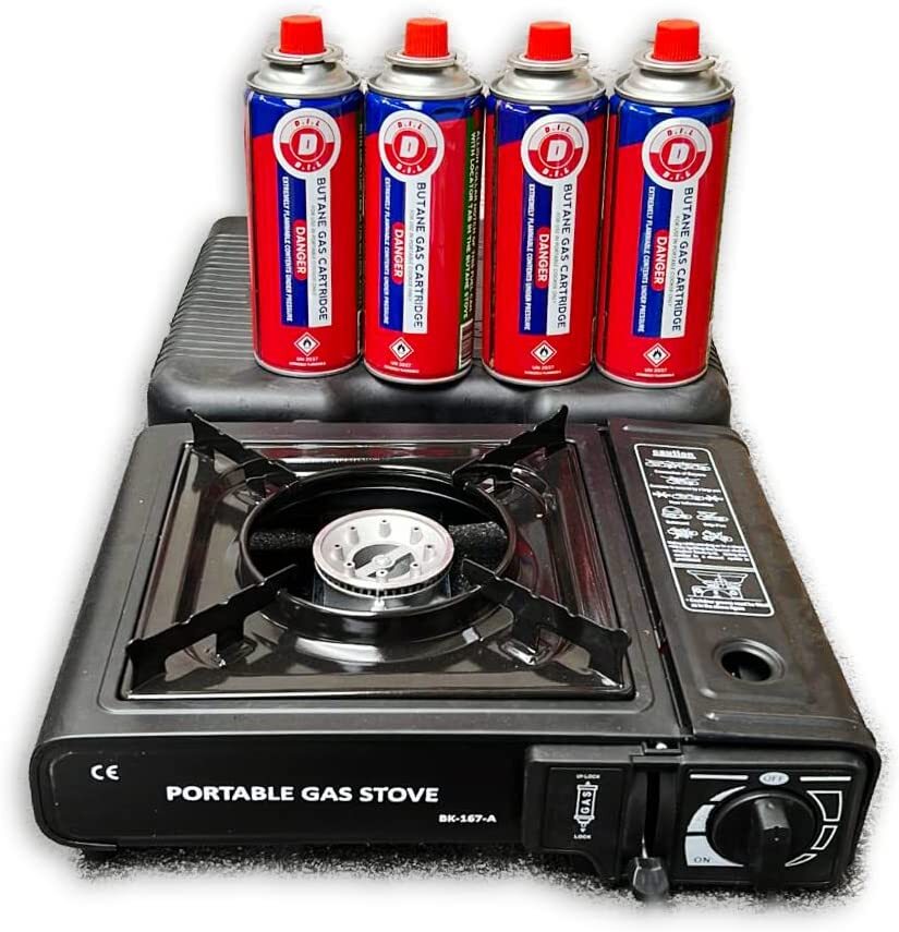 PORTABLE GAS COOKER STOVE OR GAS and Optional 2/4/8 BUTANE BOTTLES ...