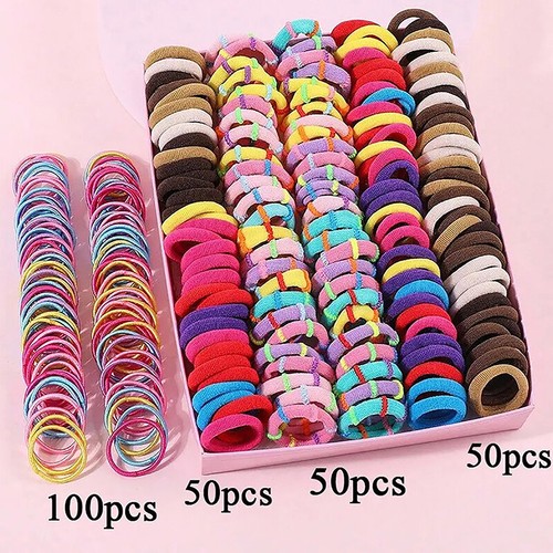 250/300Pcs Girls Colorful Hair Bands Set Nylon Elastic Rubber Band ...