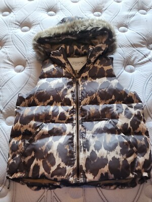 Coach Goose Down Puffer Quilted Vest Leopard Print Women’s Size L | eBay
