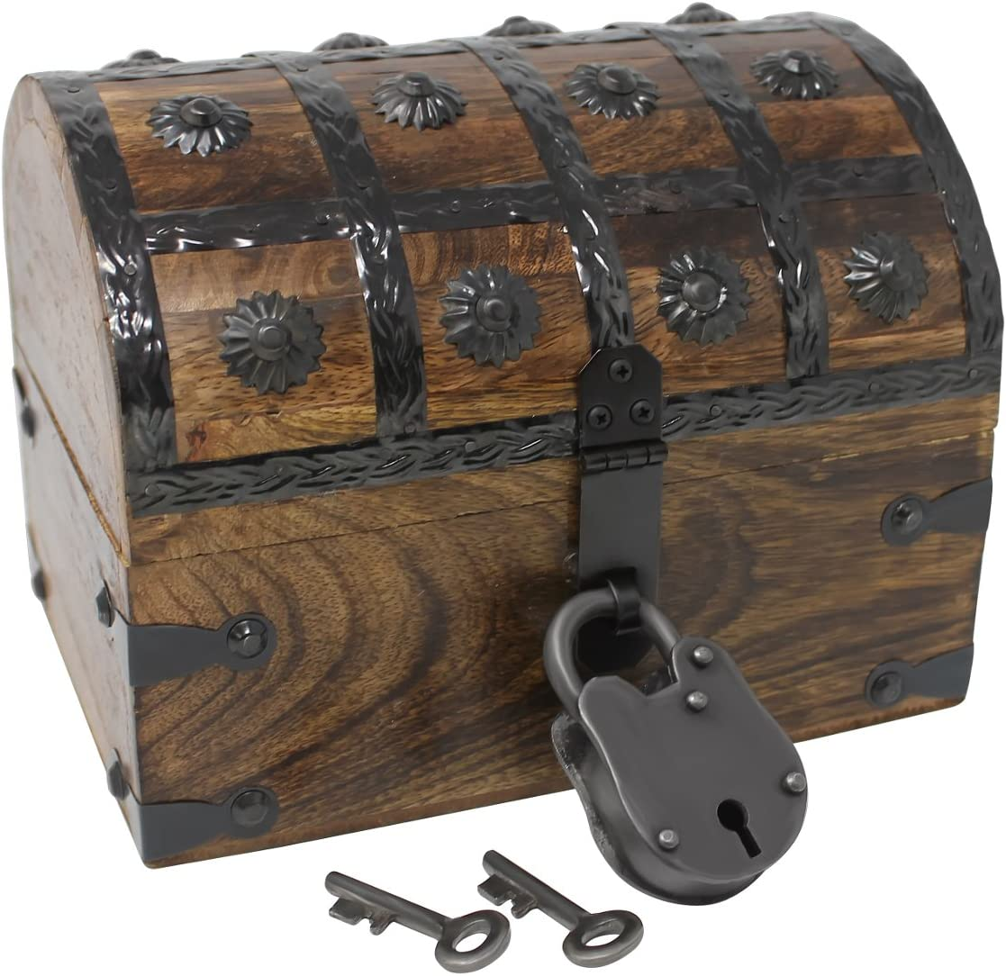 Pirate Treasure Chest with Iron Lock and Skeleton Key - Storage ...
