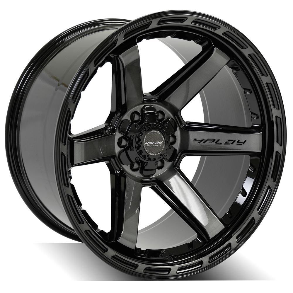 Set (4) 4Play 4P63 22x12 Gloss Black Rims Fit 6 Lug RAM Jeep Chevy GMC ...