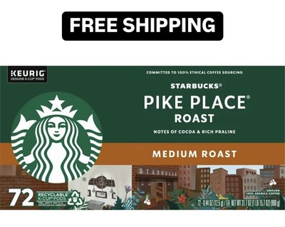 Starbucks Pike Place Coffee, Medium Roast, K-Cups - 72 count - Free ...