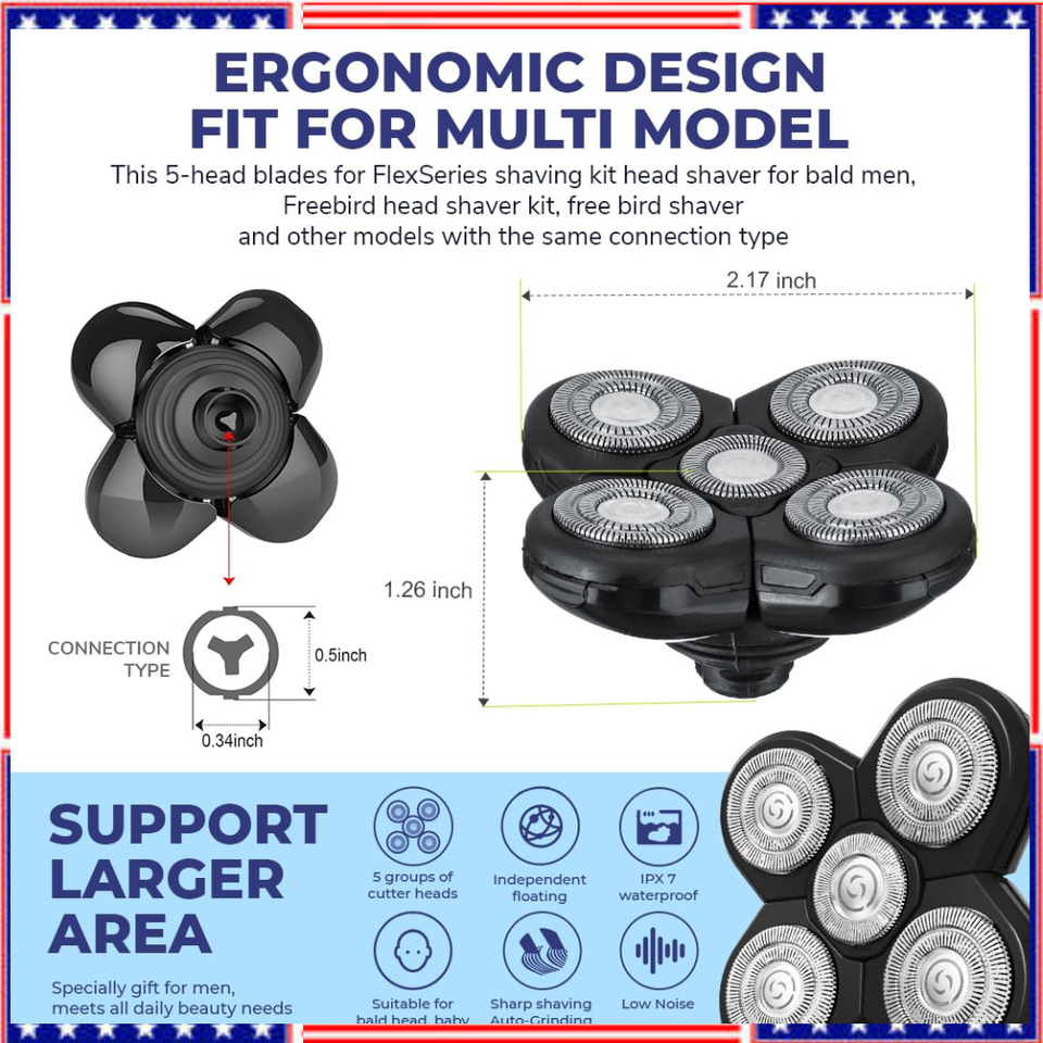 3 PACK Replacement Blades for Freebird Flex Series Head Shaver For Bald ...