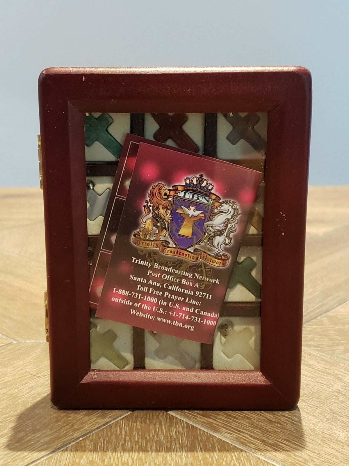 Trinity Broadcast Network Set 12 Crosses Wood Box Semi Precious Stones ...