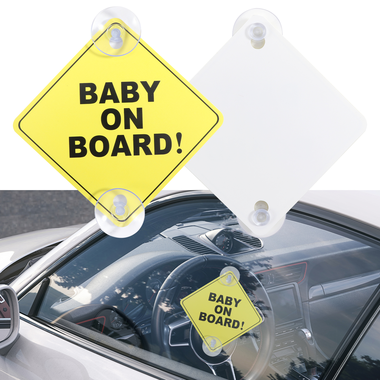 2pcs Weatherproof Windshield Warning Sign Baby On Board Car Sticker ...