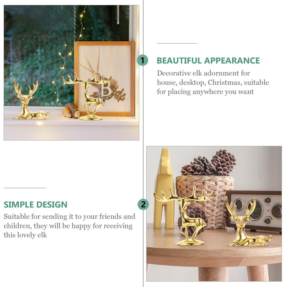 4 PCS Tabletop Deer Adornment Elk Figurines Decor Decorations for Home ...